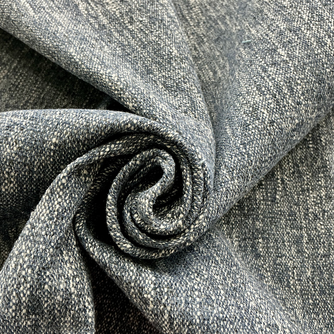 Chenille Tweed in Dark Blue and White | Upholstery Fabric | Heavyweight ...