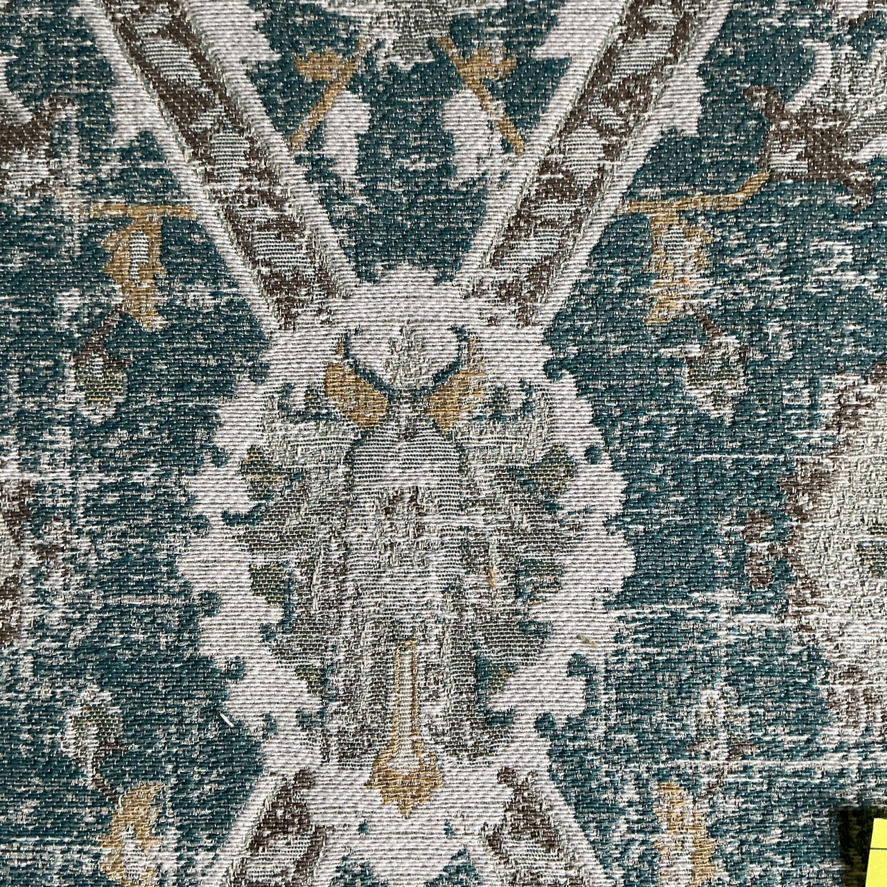 Carpet Heirloom in Peacock | Jacquard Upholstery Fabric | Teal / Brown ...