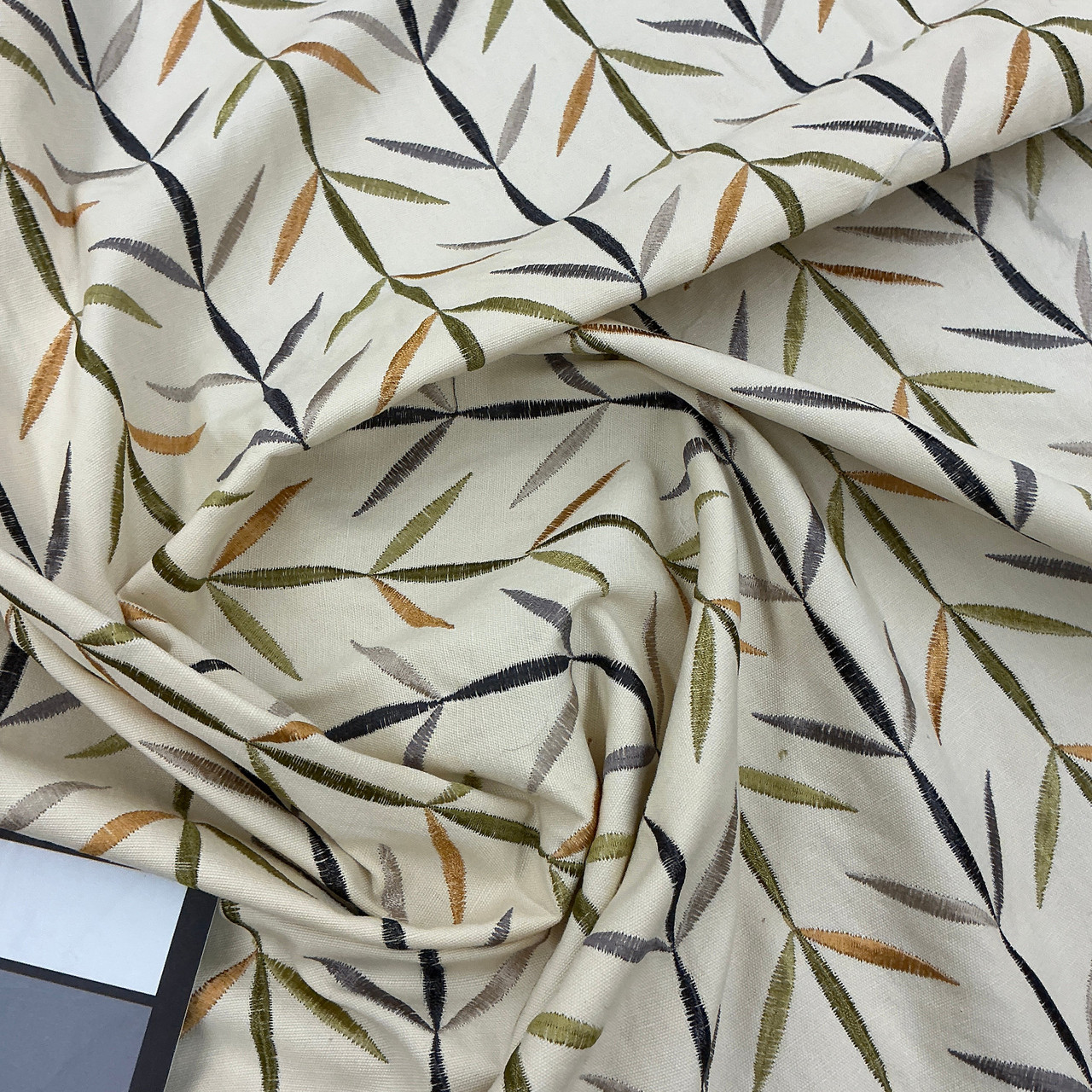 Rosemary in Spring | Modern Embroidery Green / Gold / Grey | Upholstery ...