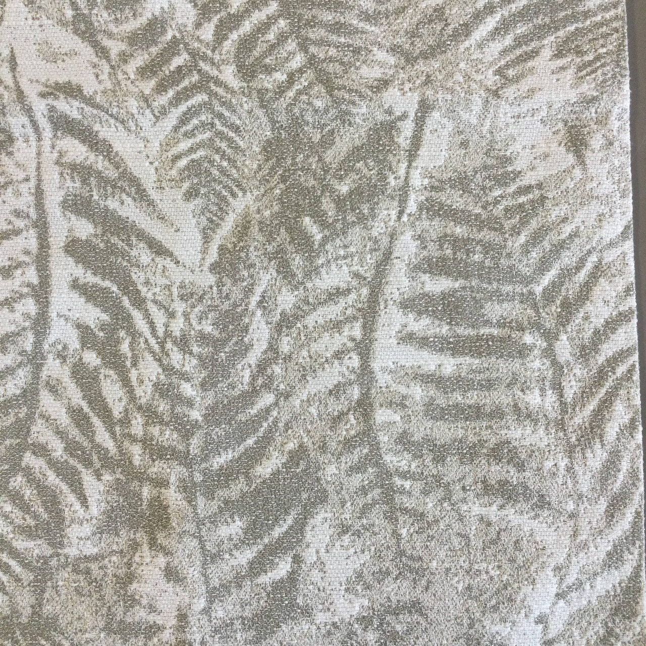 Valerian in Pearl | Fern Leaves in Taupe / Beige | Upholstery Fabric ...