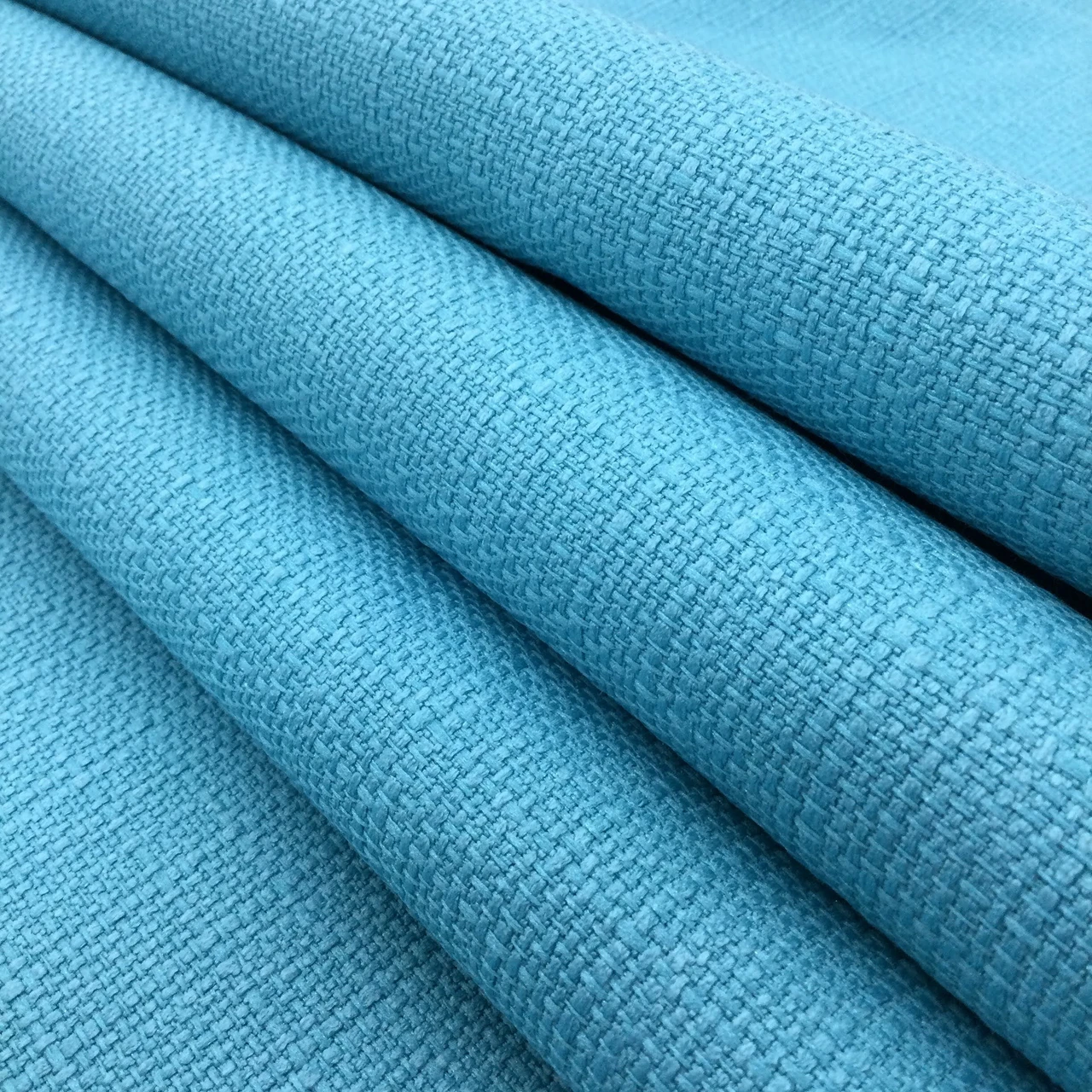 Turquoise Blue Slub Linen Weave Upholstery & Heavy Curtain Fabric | 54 ...