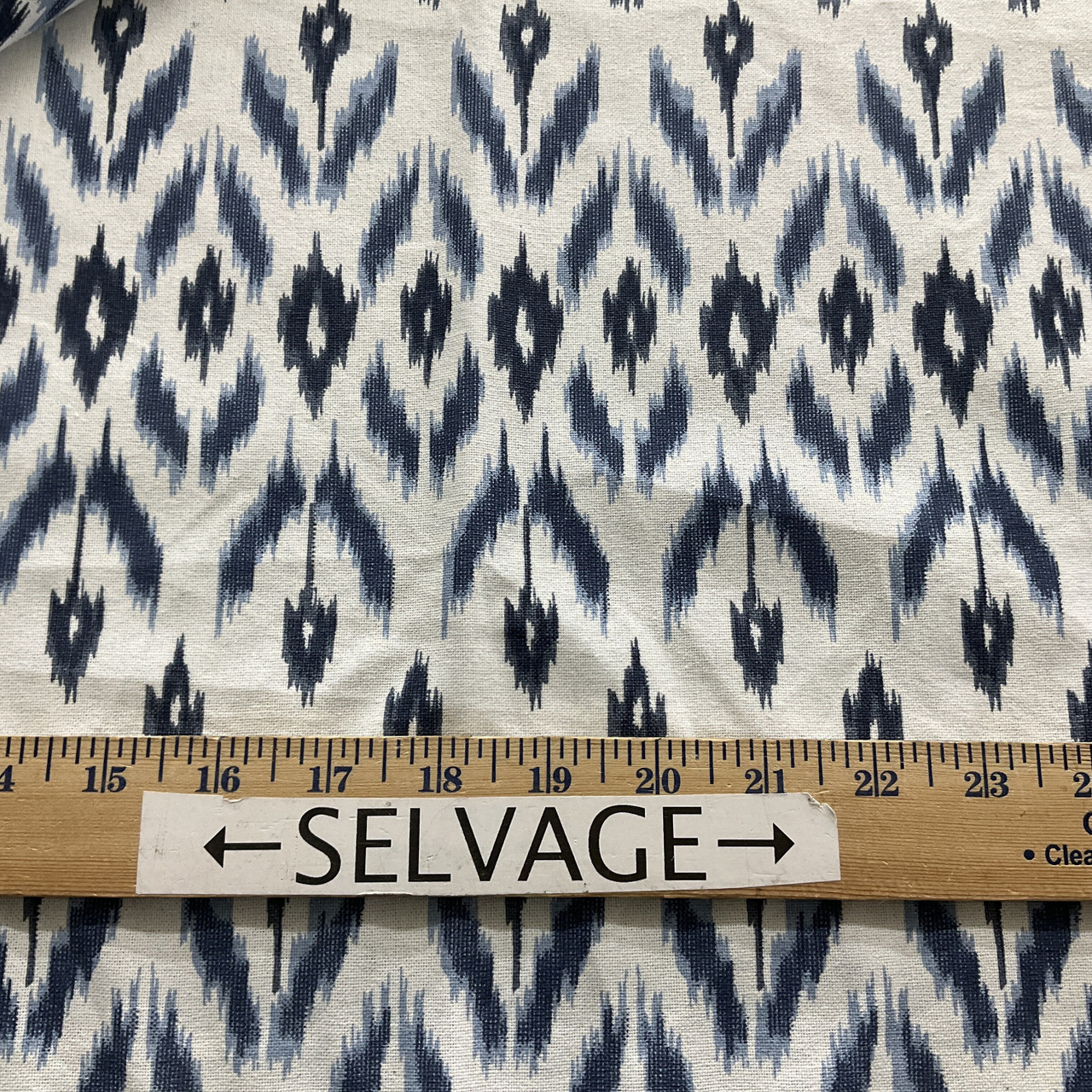 Laura And Kiran Garland Ikat Print Blues Medium Weight Duck Fabric