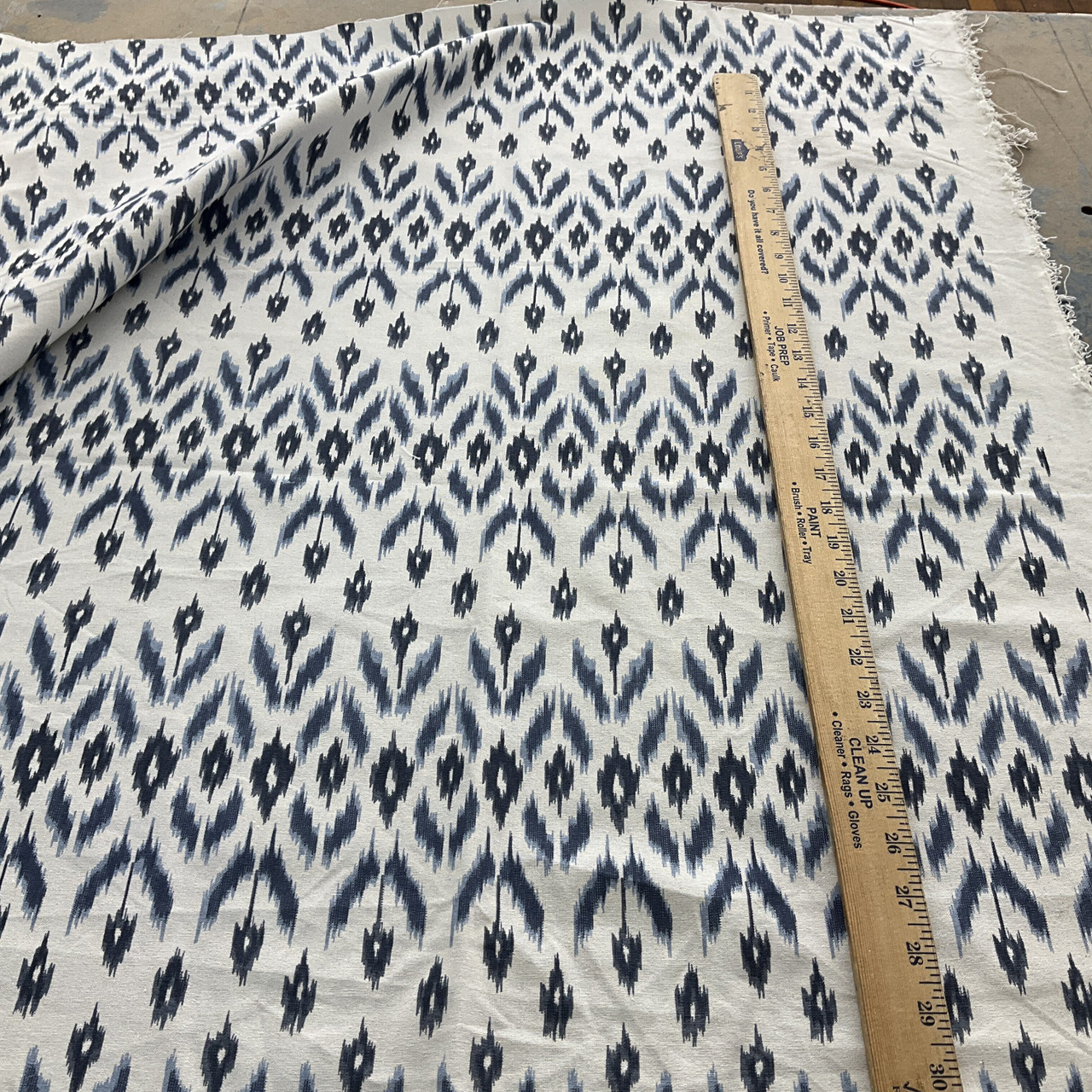 Laura And Kiran Garland Ikat Print Blues Medium Weight Duck Fabric
