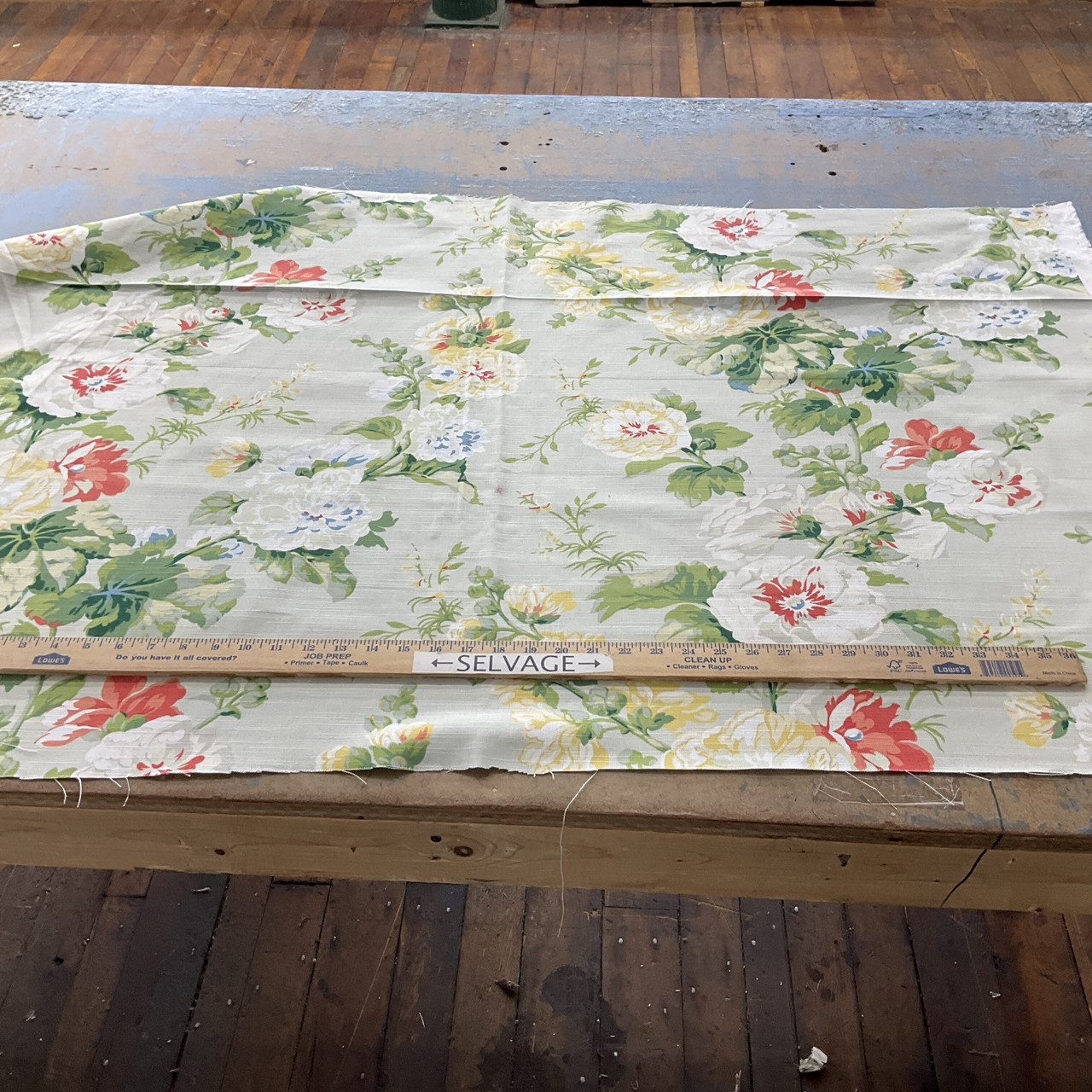 Poppy Waverly Alcea Floral Slub Duck Poppy Medium Weight Duck Fabric