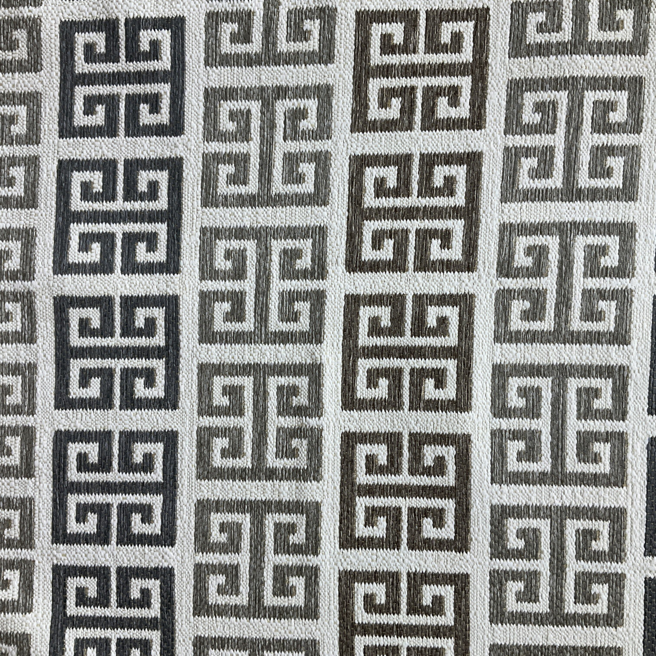 Matteo in Linen | Jacquard Upholstery Fabric | Greek Key Design in Grey ...