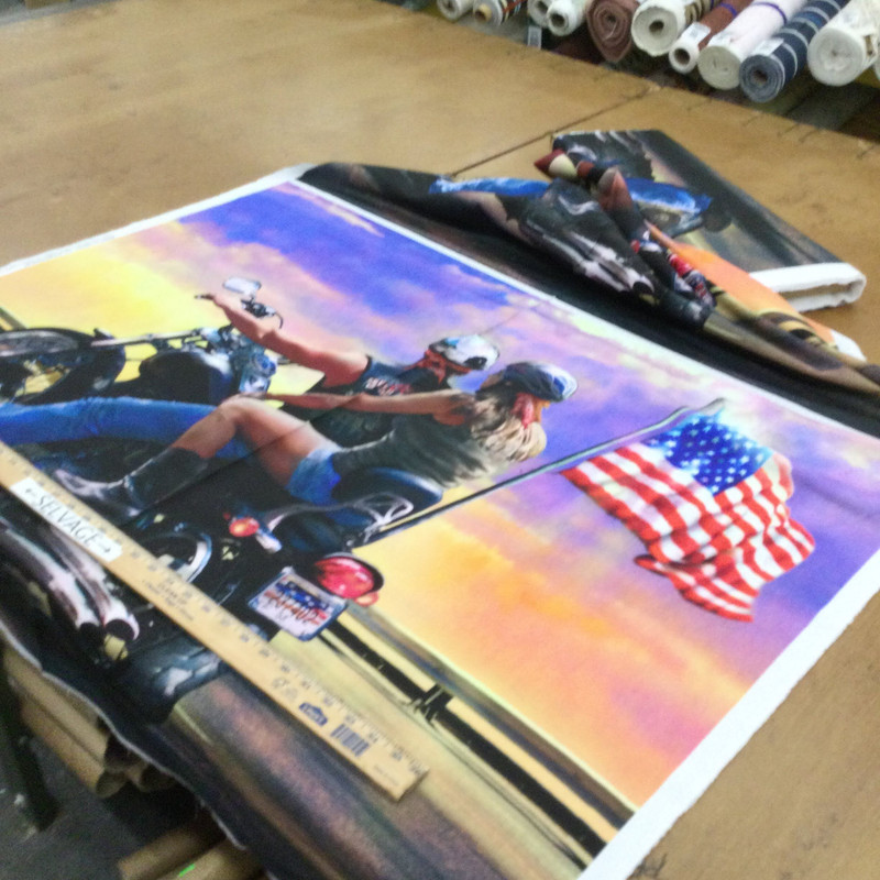 Route 66 Chopper | Motorcycle Scene | Wall Hanging Panel Fabric | 36 ...