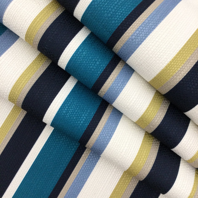 Striped Fabric in Teal / Blue / Green / White | Upholstery / Drapery ...