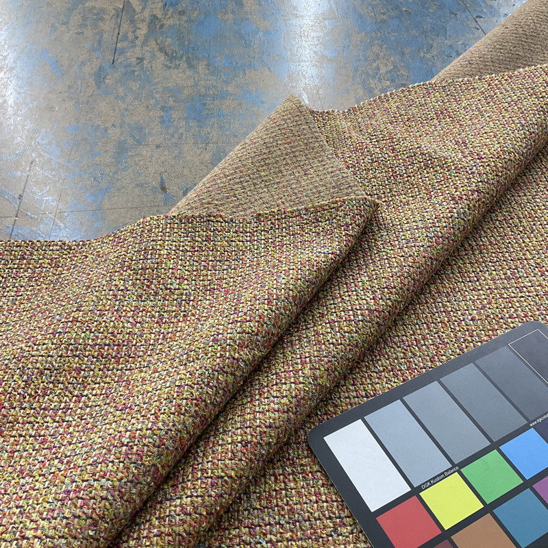 Vintage Multicolored Boucle | Upholstery Fabric | Lime / Pink / Blue ...