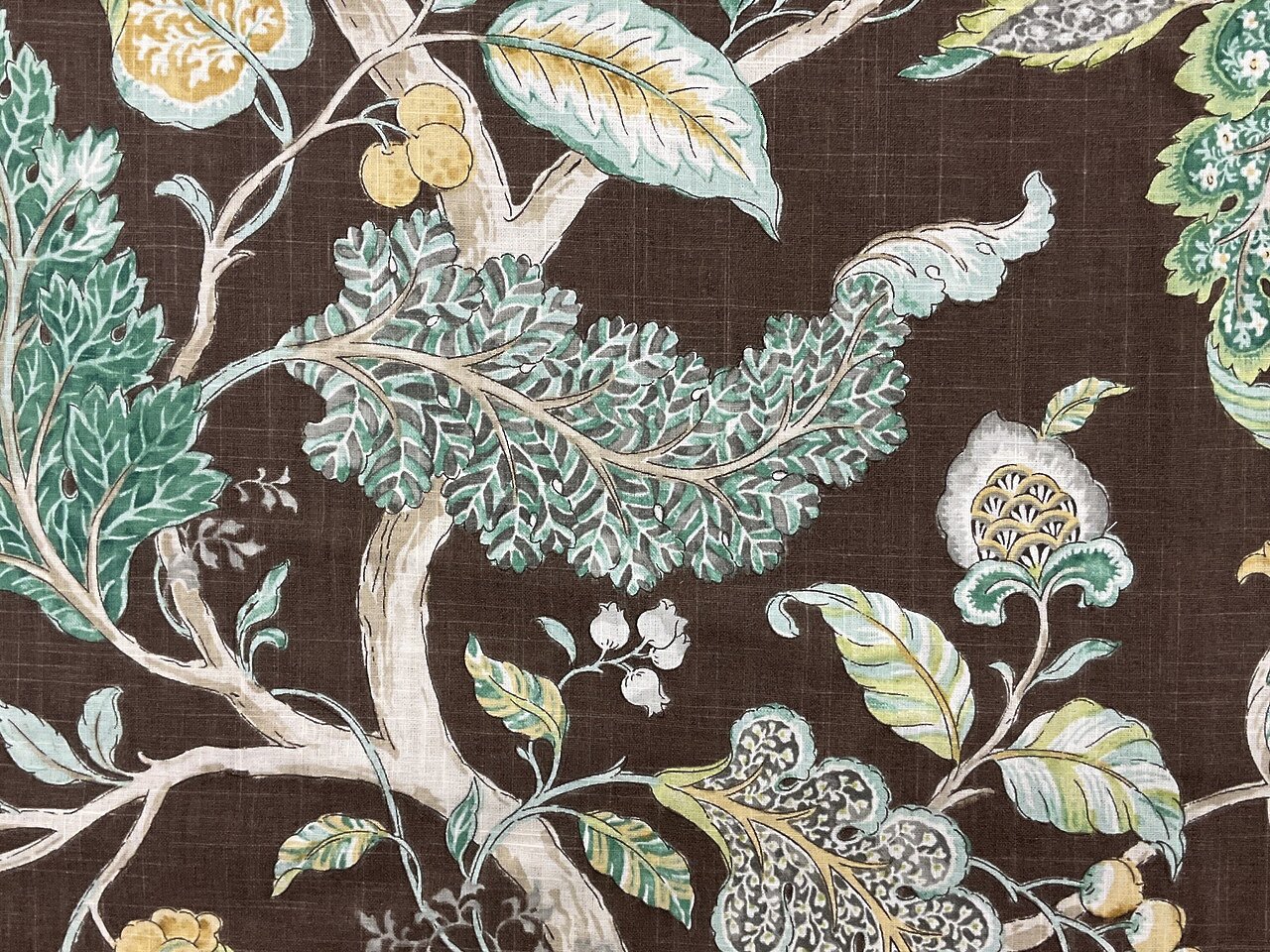 Brown Jacobean Fabric - Fabric Warehouse