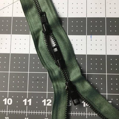 47.8 Inch YKK Sage Green Non Separating Zipper | Three Pulls | Metal ...