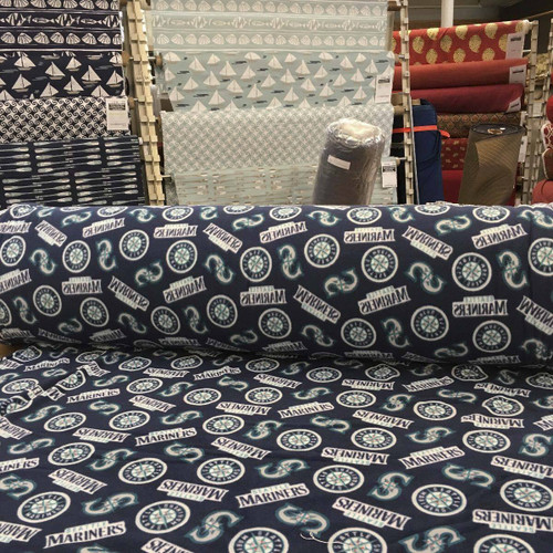 Seattle Mariners Blue Green Silver Fleece Fabric By The Yard - Fabric ...