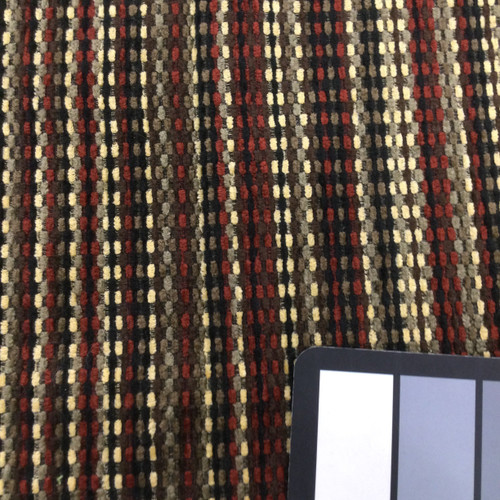 Striped Chenille Fabric in Red / Brown / Black / Off White | Upholstery ...