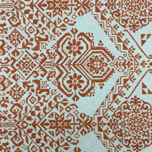 Aztec Design Home Decor Fabric | Burnt Orange / Linen | Upholstery ...