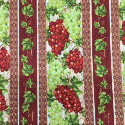 Grapes Striped in Red / Green | Quilting Fabric | 44" Wide | 100% ...