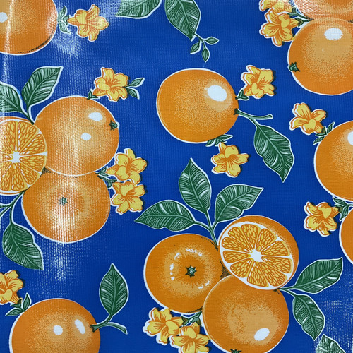 Oilcloth Oranges Blue | Heavyweight Oilcloth Fabric | Home Decor Fabric ...