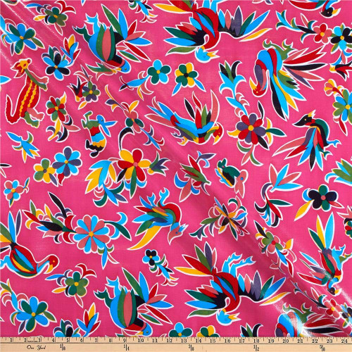 Oilcloth Aztec Inspired Pink | Heavyweight Oilcloth Fabric | Home Decor ...