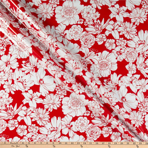 Oilcloth Victoria Red | Heavyweight Oilcloth Fabric | Home Decor Fabric ...