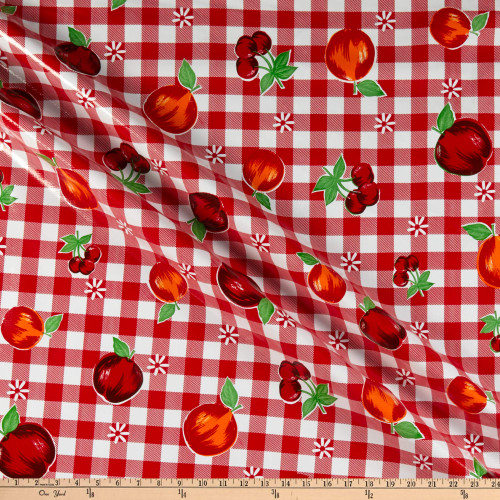 Oilcloth Riverside Red | Heavyweight Oilcloth Fabric | Home Decor ...