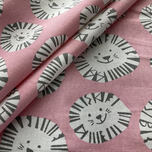EXCLUSIVE Premier Prints Lazy Lion Cotton Duck Baby Pink | Medium ...