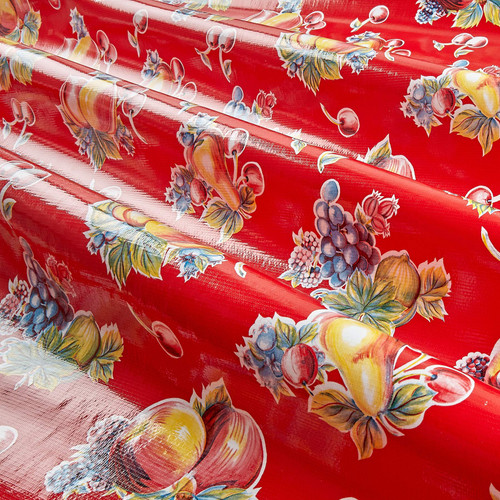 Oil Cloth Pears & Apples Red | Heavyweight Oilcloth Fabric | Home Decor ...