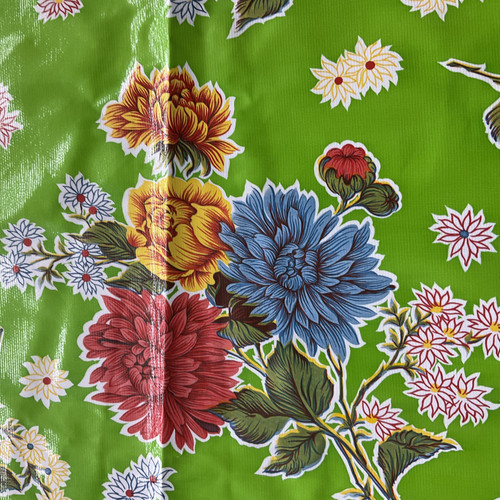 Oilcloth Mums Green | Heavyweight Oilcloth Fabric | Home Decor Fabric ...