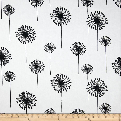 Premier Prints Dandelion Cotton Duck White/Black | Medium Weight Duck ...