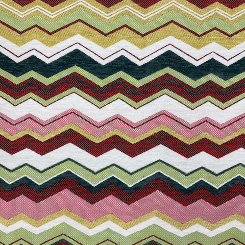 Multi-colored Chevron | Upholstery Fabric | Pink Green Yellow Textured ...