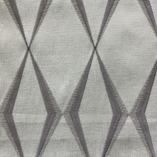 Astoria in Grey | Embroidered Fabric | Grey / Off White Diamond Design ...
