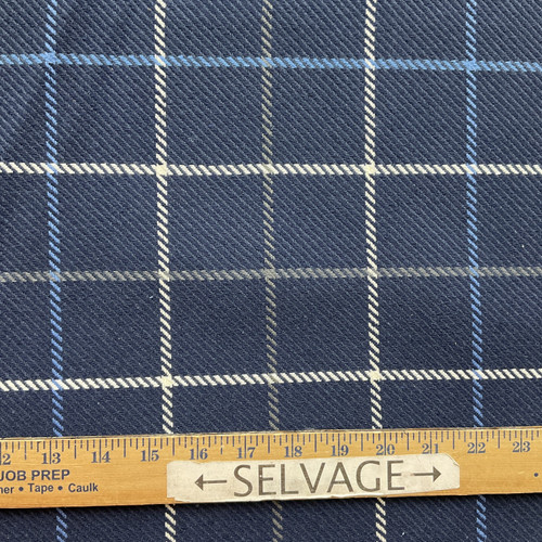 Tallyho in Navy | Upholstery Fabric | Navy / Grey / White Windowpane ...
