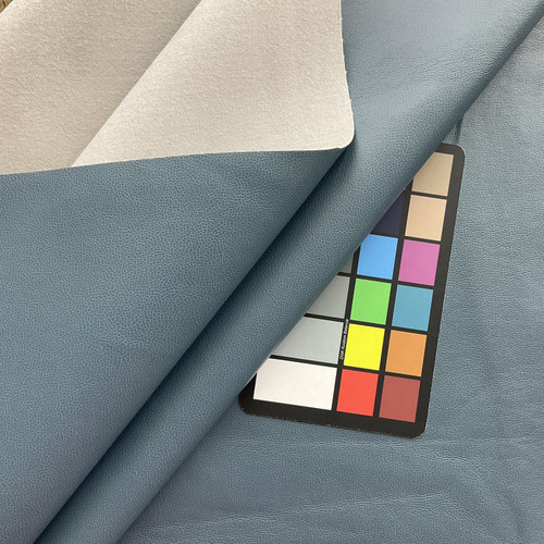 Promessa in Stone Blue | Gray Blue Pebble Grain Faux Leather Upholstery ...
