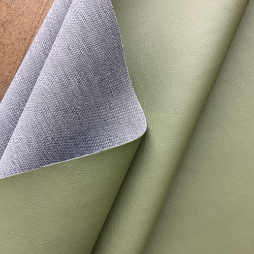 Young in Kiwi Green | Faux Leather Vinyl Upholstery Fabric | Light ...