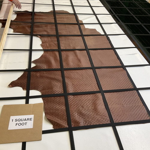 Basketweave Stamped in Bourbon Brown | Leather Cowhide | 17 Square Feet ...
