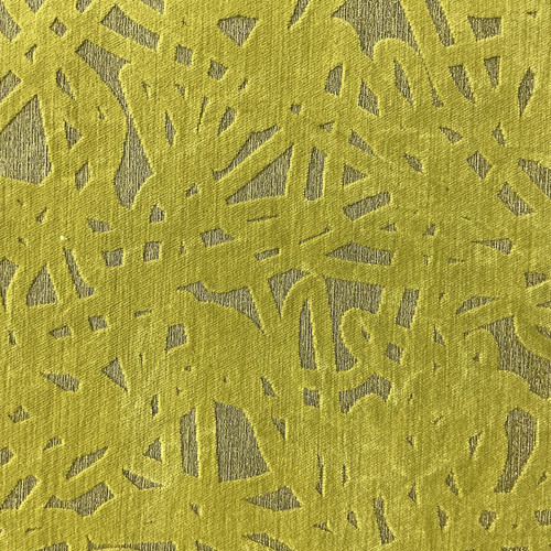 Abstract Design in Citron Green | Velvet Upholstery Fabric | Heavy ...