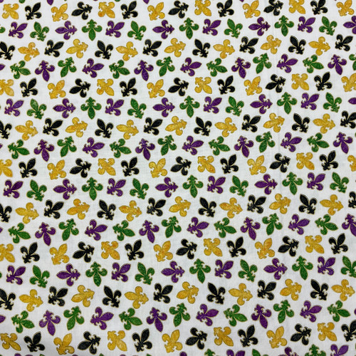Mardi Gras Fleur De Lis Toss in White Multi | Northcott | Quilting ...