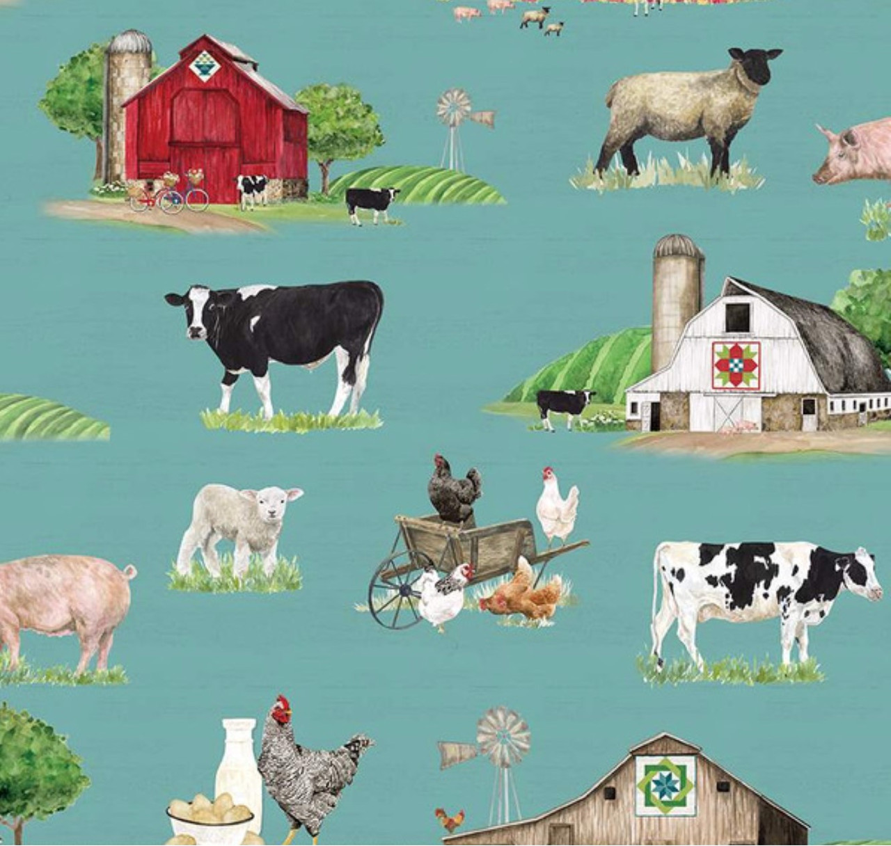 Riley Blake Spring Barn Quilts | Main Parchment Barn Quilt Farm Animal ...