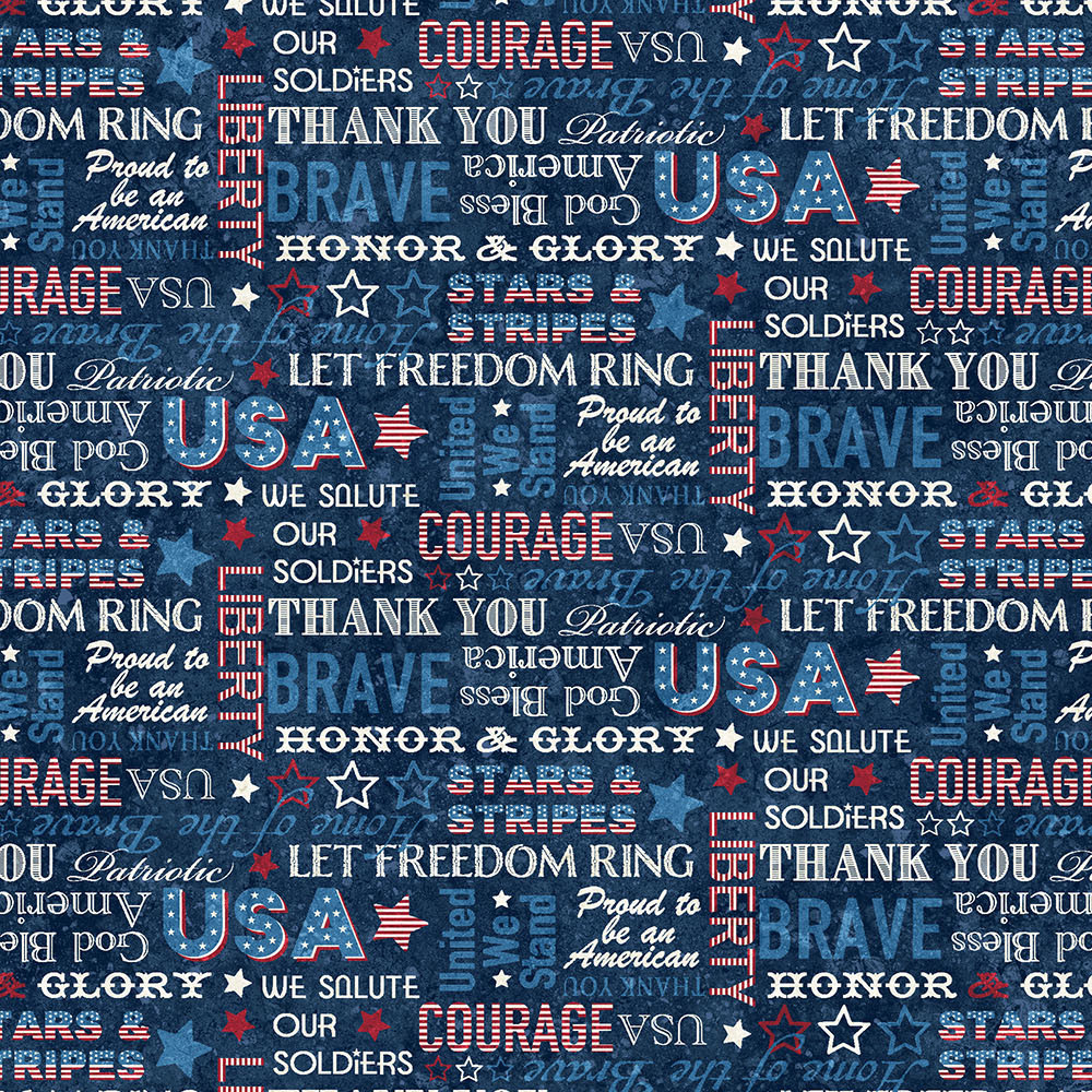 Northcott Stars and Stripes 12 | Patriotic Words Red White Blue 27014 ...
