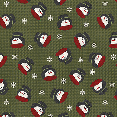 Benartex Snowballs by Cheryl Haynes 16243-43 Jolly Snowman Leaf Green ...