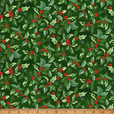 Hoffman Christmas Splendor 7778-60G Holly Berry Hunter Green /Gold| Per ...