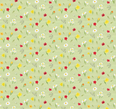 Riley Blake Covered Bridges in Spring C15823-Green Spring Flowers Green ...