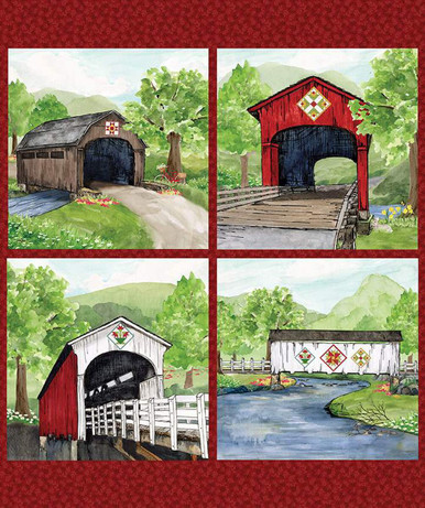 Riley Blake Covered Bridges in Spring PD15827 PANEL 36"x43" Covered ...