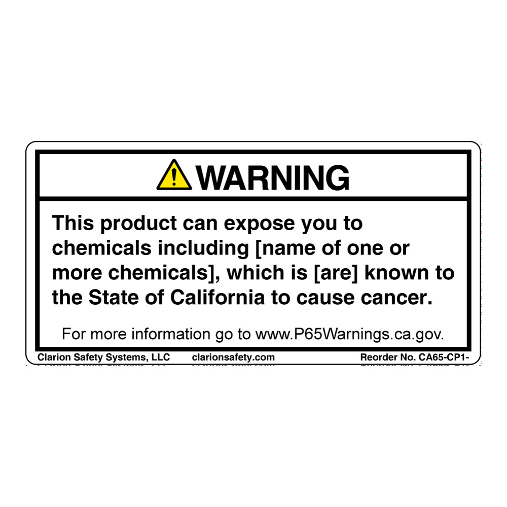 Proposition 65 Labels | Clarion Safety Systems
