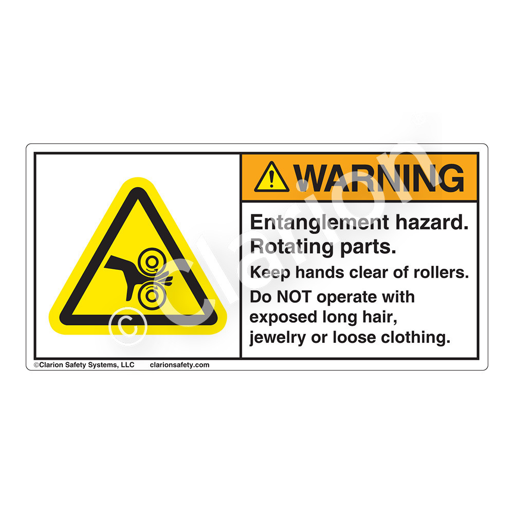 Warning/Entanglement Hazard (H1018-715WH) Label