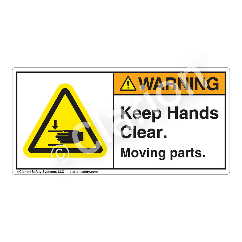 Warning/Keep Hands Clear (H1105-PRWH) Label