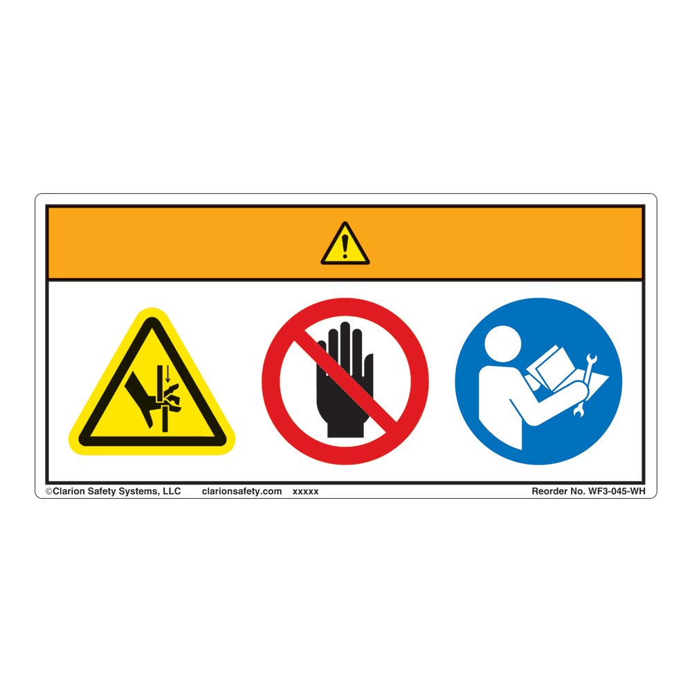 Warning/Crush Hazard Label (WF3-045-WH) | Clarion Safety Systems