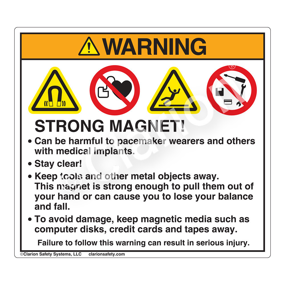 Warning/Strong Magnet (HMS-824WH-) Label