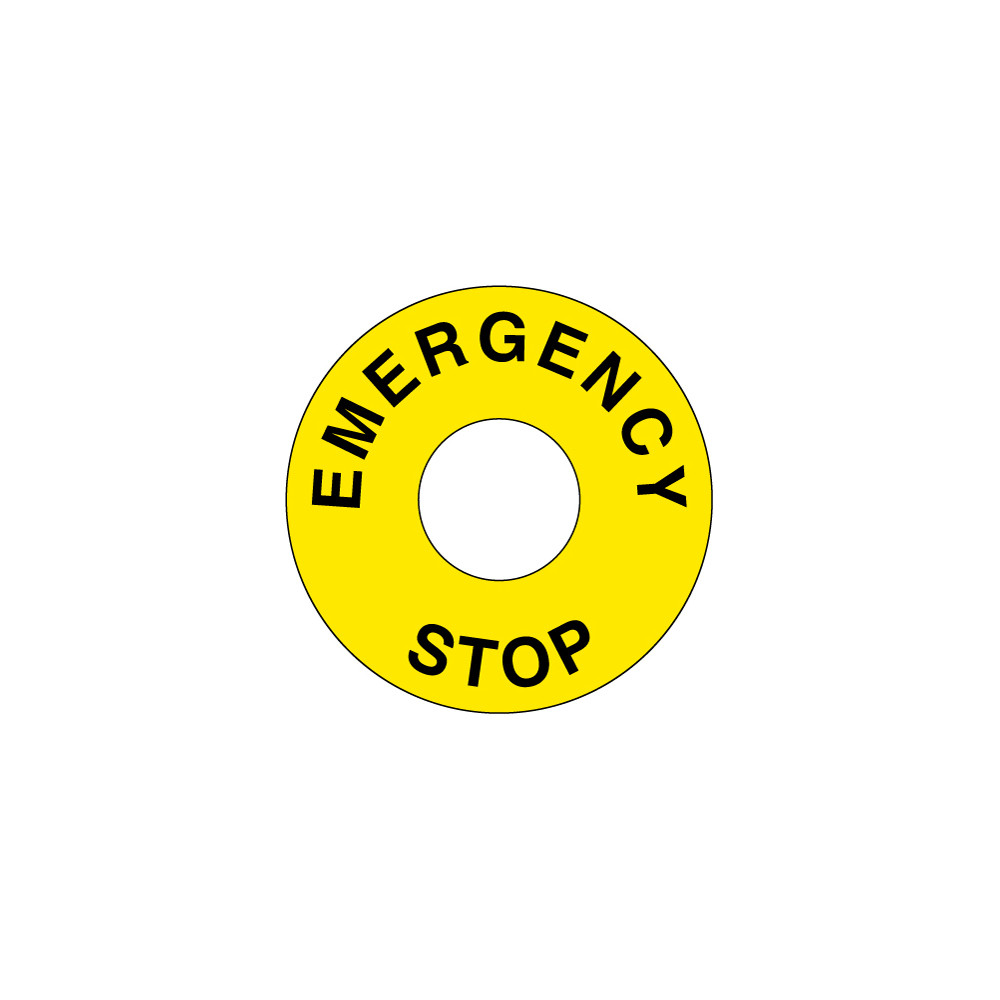 Emergency Stop (90mm Circle w/22.5mm Hole) (ES90-22.5) Label