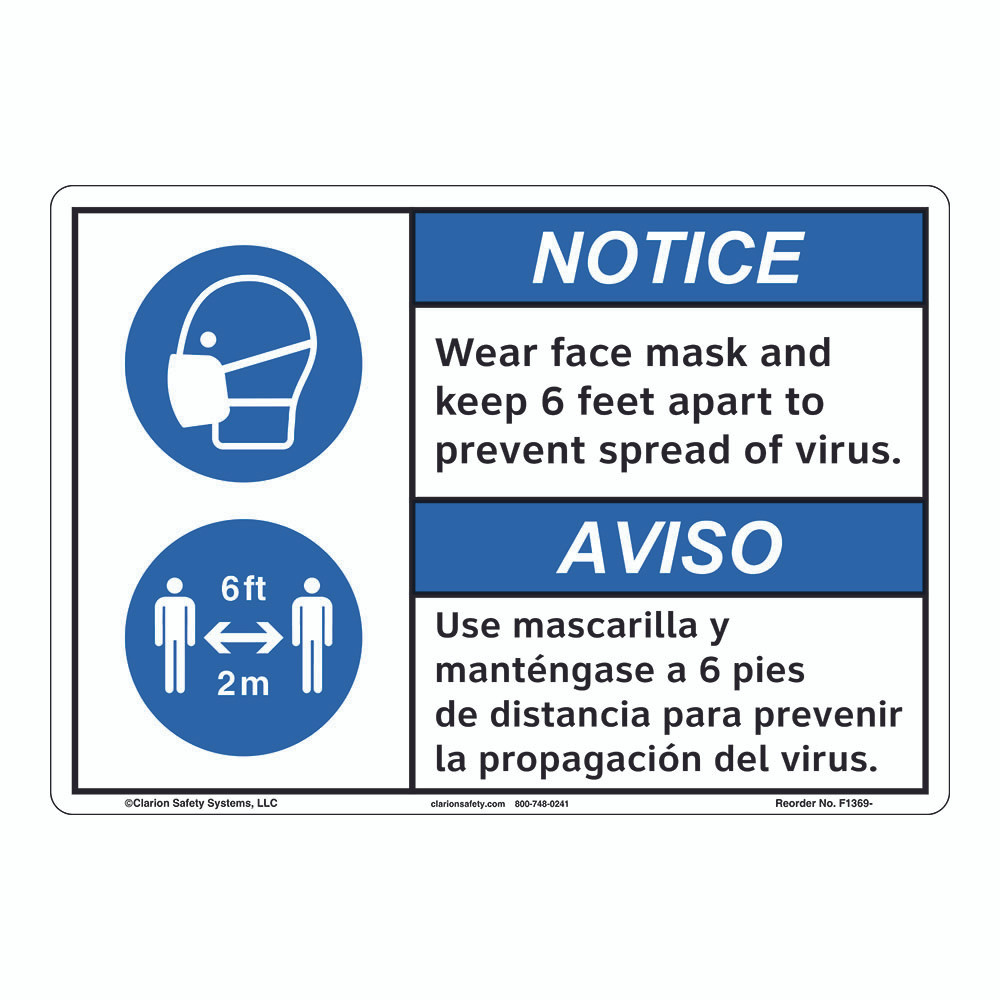 Notice/Face Mask/6 ft Apart (F1369-)