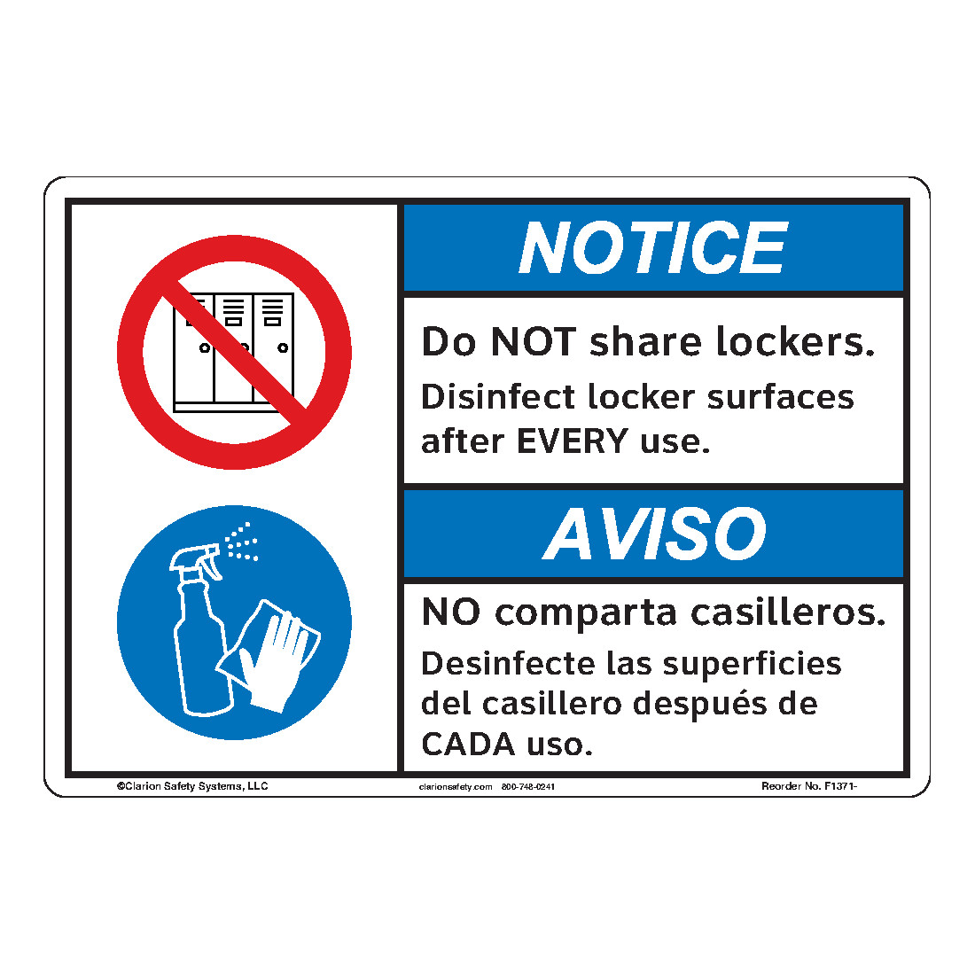 Notice/Do Not Share Lockers (F1371-)