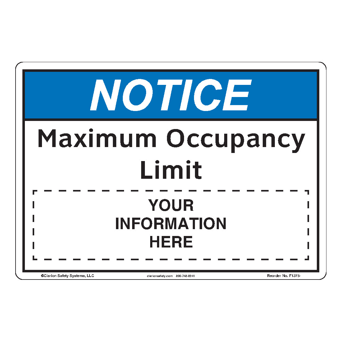 Notice/Maximum Occupancy Limit (F1375-)