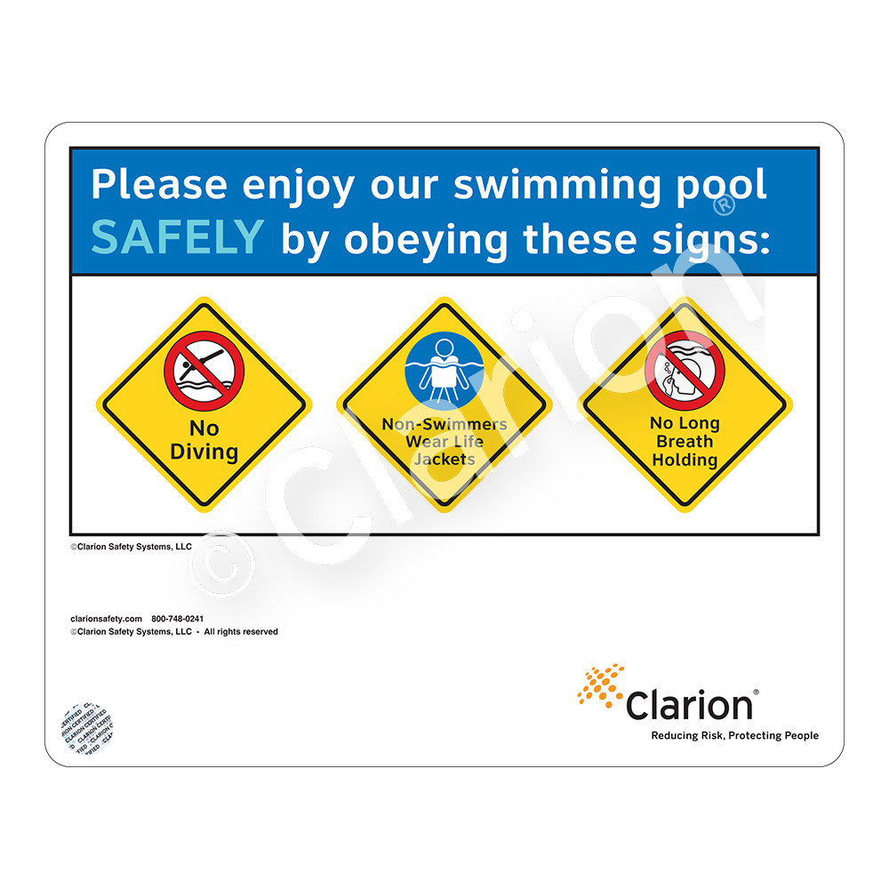 No Diving/Non-Swimmers Wear/No Long Breath (WSS1754-37g-e) Sign
